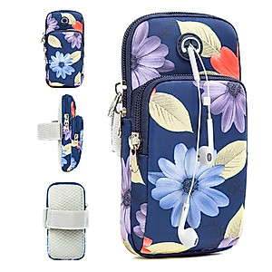 WATACHE Sports Arm Bag, Universal Unisex Armbands Exercise Workout Running Gym Armbands Phone Holder Pouch Case with Earphone Hole for iPhone, Samsung Galaxy and LG,#1Dark Blue