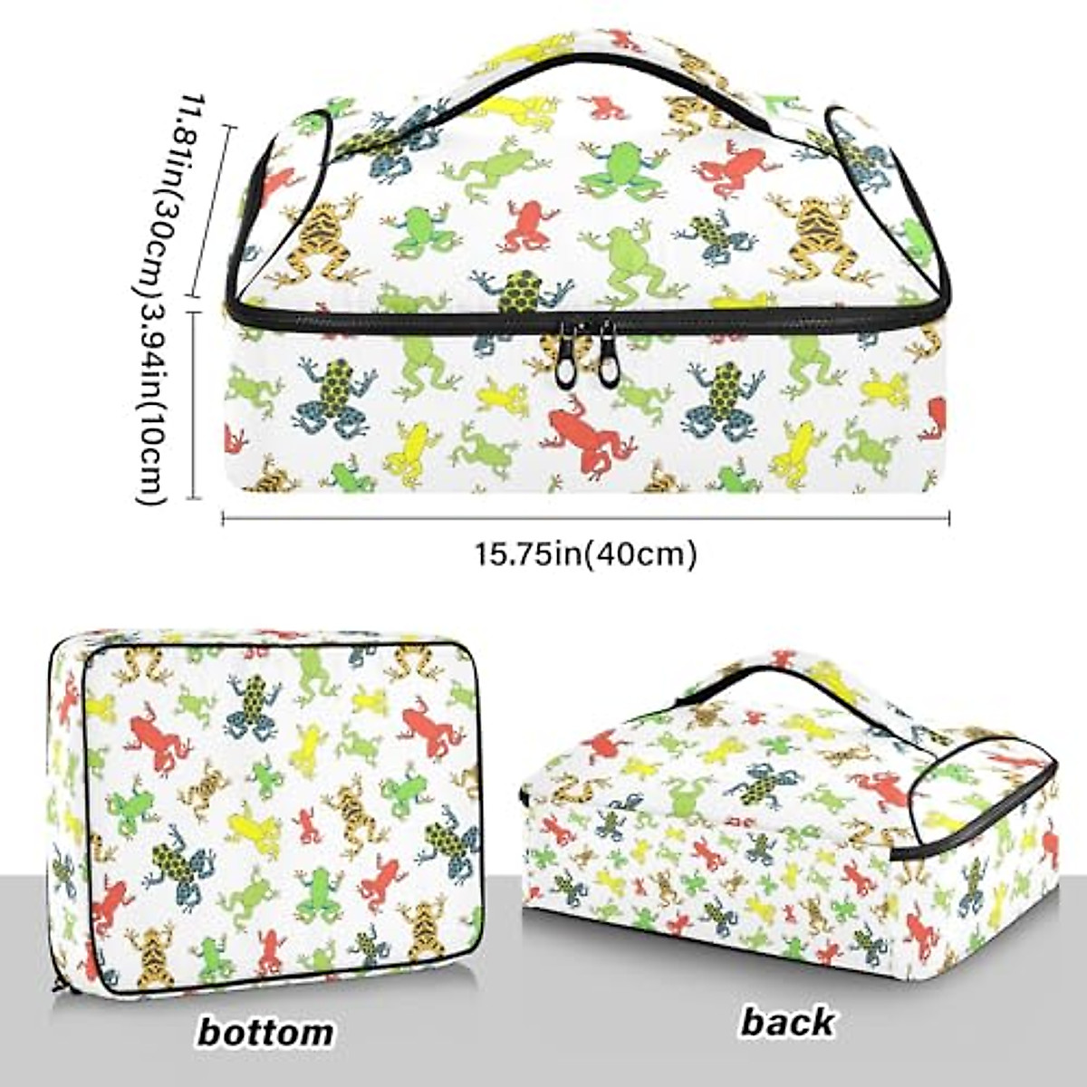 Kcldeci Insulated Thermal Food Carrier Insulated Casserole Carrier for Hot or Cold Food,Tropical Tree Frogs Insulated Tote Bag for Potluck Cookouts Parties Picnic,Lasagna Lugger