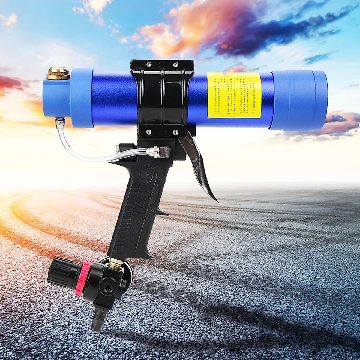 Yuecoom Seam Sealer Gun, Pneumatic Glass Glue Sealant Caulking Gun, Adjustable Silicone Gun 310ML with Spray Adhesive Blown Film Extended Nozzle Cartridge Air Gun