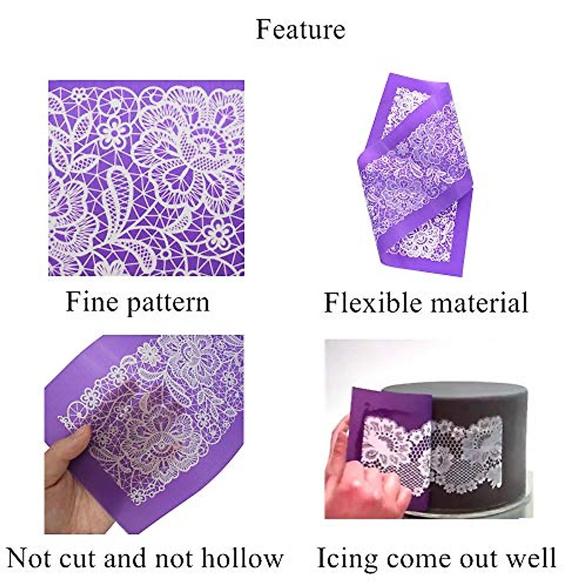 AK ART KITCHENWARE Barley Design Mesh Stencils for Cakes Royal Icing Lace Mat Fondant Molds Cake Tools Cake Stencil Painting Stencils Bakeware Pastry Tools Cake Shop Tools Bakery MST-27