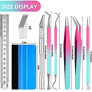13 Pieces Weeding Silhouette Tools Kit, Craft Vinyl Weeding Tools Lettering Vinyl Tool Kit Stainless Steel Silhouette Accessories Craft Knife Ruler Vinyl Scraper for Vinyl Crafts DIY Paper Cameo