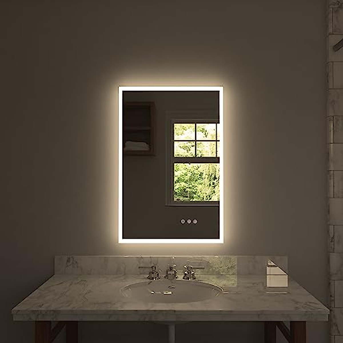 Luxaar Lucent 24 in. x 36 in. Wall Mounted LED Vanity Mirror with Color Changer, Dimmer and Defogger