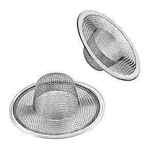 2pcs Heavy Duty Stainless Steel Slop Basket Filter Trap, 2.75" Top / 1" Mesh Metal Sink Strainer,Perfect for Kitchen Sink/Bathroom Bathtub Wash Basin Floor Drain Balcony Drain Hole,Utility…