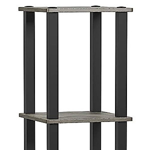 FURINNO Turn-S-Tube 5-Tier Corner Square Rack Display Shelf, French Oak Grey/Black