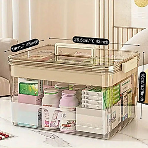 Ledander Portable Medicine Storage Box with Compartments, Clear Plastic (white)