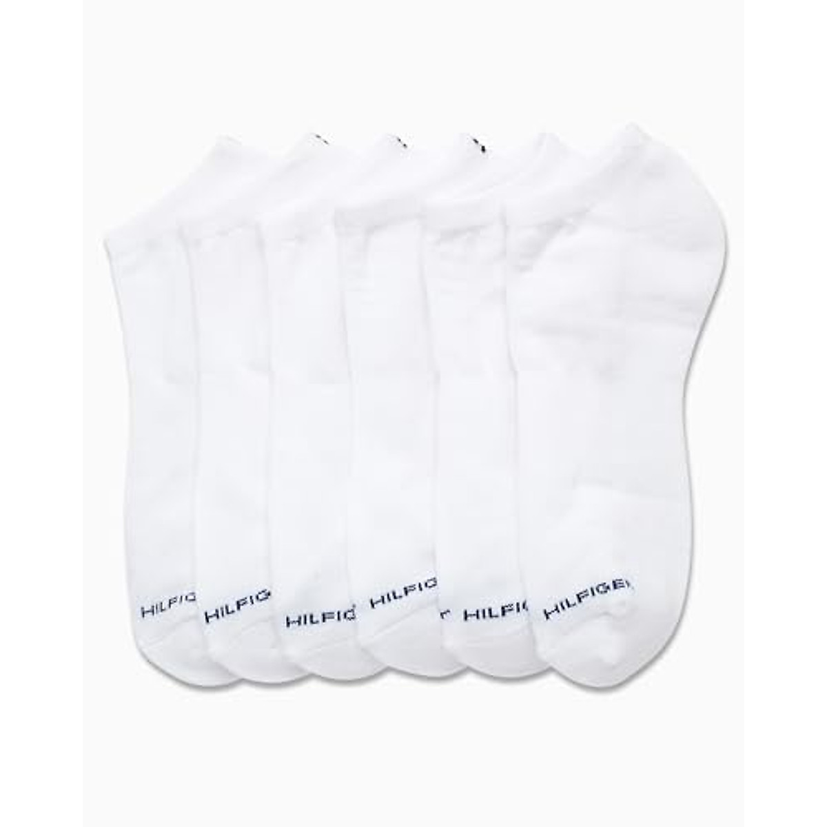Tommy Hilfiger Men's Athletic Socks - Cushion No Show Ankle Socks (6 Pack), Size Shoe Size 7-12, Pure White