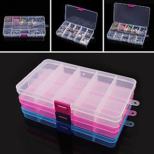 OriGlam 1pcs 17x10CM Plastic Organizer Storage Box with Adjustable Dividers, Jewelry Storage Container Box for Office Supplies Beads Crafts Fishing Tackles (Transparent)