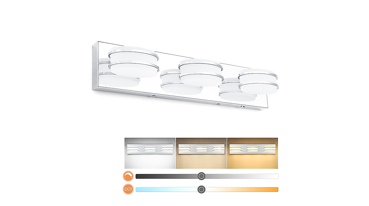 Adjustable LED Bathroom Light Fixtures - 3 Color Temperatures
