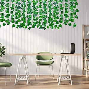 UIFCB 14 Pack 105 Ft Fake Vines, Artificial Ivy Vines with Extra Larger Leaves, Foliage Flowers Hanging for Aesthetic Room Decor and Home Kitchen Garden Office Wedding Wall Decor.