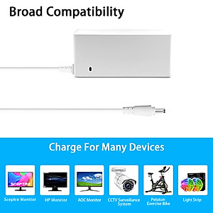 TKDY 12V 5A 60W Power Adapter White, for 12Volt 5A 4A 3.5A 3A 2A LED Strip Lights, LCD Monitor Power Supply, CCTV Security Camera Switching Charger Cord.