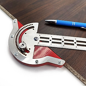 HTTMT- Upgraded 20" Woodworker Edge Ruler 0-70°Adjustable Protractor Angle Finder Two Arm Carpentry Ruler Measure Layout Tool [P/N: ET-TOOL041A-20-RAW]