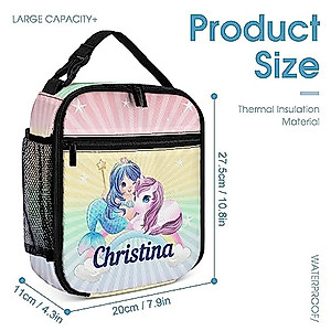 Artsadd Custom Backpack with Name Personalized Unicorn Mermaid Backpack Travel Laptop Backpack 3 Piece Backpack Set