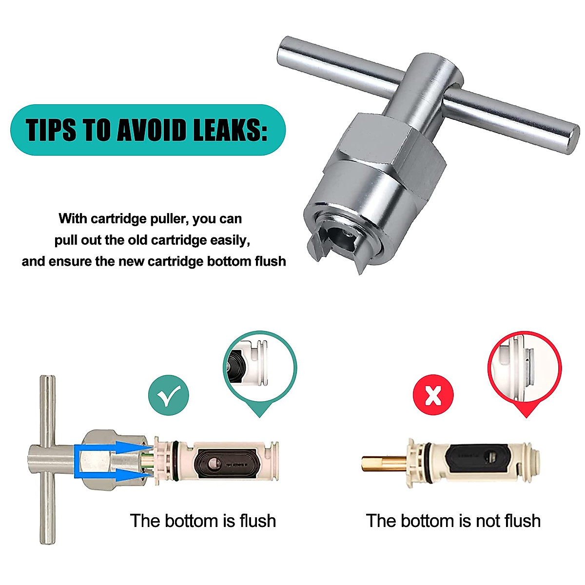 1222 Replacement Cartridge with Moen 104421 Cartridge Puller Removal Tool Retainer Clip, Compatible with Moen Posi Temp 1222B Single Handle Shower Bathtub Faucet Replacement Parts Repair Kit