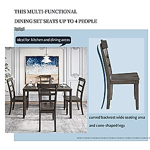 Merax 5 Piece Rectangular Wood Dining Table Set with Chairs for Kitchen, Gray