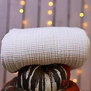 Muslin Blankets, Baby Toddler Quilt, 4 Layers, 100% Cotton Stroller Blanket, Hypoallergenic, Super-Soft, Breathable and Lightweight Swaddle, Nursery & Crib Blanket, Large (47 X 35 inch) (Vanilla Ice)