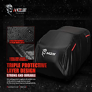 MZS ATV Cover All Weather Season Outdoor Storage Waterproof Protection Accessories fits up to 101 inch Quad 4 Wheeler Covers - Durable Tear Wind Proof Vents Night Reflective Adjuster Buckle Bag