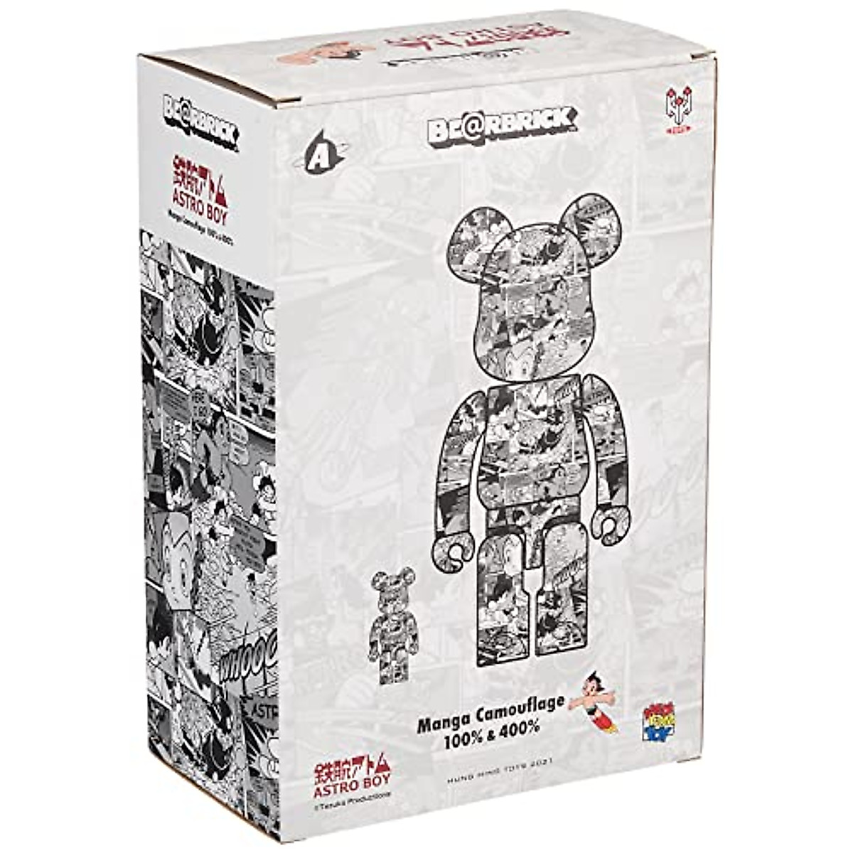 Hung Hing Toys TZKH-001 Astro Boy Comic Camouflage Pattern bearbrick 400% & 100%