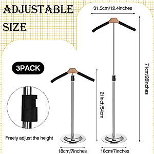 Youdaju 3 Pack Adjustable T-Shirt Display Stand,20-28" Height Shirt Display Shoulder Stand Shirt Rack Steaming Clothes Holder Sturdy Clothing Rack for Retail Vendor T Shirt Display Stand for Shops