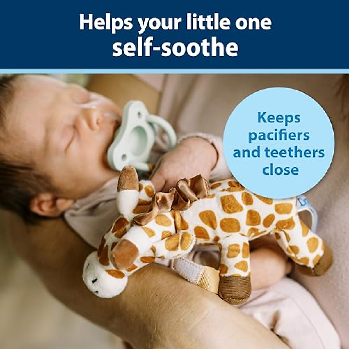 Dr. Brown's Lovey Pacifier and Teether Holder, 0 Months Plus, Giraffe with Green Pacifier