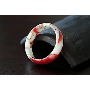 Natural Gobi Chicken Blood Jade Bangle, Protection Gemstone Brings Good Luck and Fortune, Crystal Bracelet, Jewelry Accessories (Red, 64-66mm)