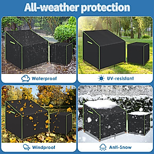 GARPROVM Garden Chair Covers Winterproof Outdoor Chair Covers 3 Pack, Patio Chair Covers 32" Wx30 Dx31 H, Table Cover 19" Wx19 Dx20 H, Outdoor Furniture Covers Waterproof 420D Oxford Fabric