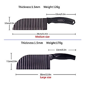 LaLiHa Crinkle Cutter Garnishing Knife for dough, Ripple French Fry Potato Cutter Stainless Steel Zig Zag Gadget Waves Chopper Knife,crinkle cutter for veggies Chip Blade Cooking Tools(Medium, Black)
