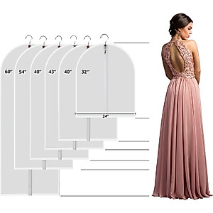 MsKitchen Clear Garment Bags Clothes Covers Protecting Dusts (Set of 12) for Storage Plastic Garment Bags Hanging Clothes Bags Dress Bag for Gowns Long with Zipper for Closet - 24'' x 40''/12 Pack