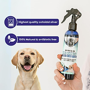Simply Silver Skin Soother Spray for Dogs Sensitive Skin - All Natural with Colloidal Silver and Yarrow, Relieves Burning and Itching, Non-Toxic, Alcohol and Chemical Free