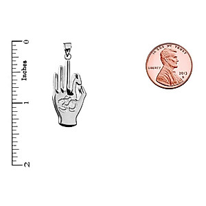 Middle Eastern Jewelry Unique Sterling Silver Stay Calm Om/Ohm Hand Signal Pendant Necklace, 20"