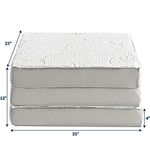 Modway 4” Relax Tri-Fold Mattress Topper CertiPUR-US Certified with Soft Removable Cover (31"x75")