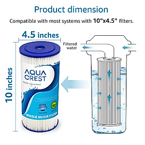 AQUACREST FXHSC&FXHTC 10" x 4.5" Whole House Water Filter, Replacement for GE FXHSC/FXHTC, Culligan R50-BBSA/RFC-BBSA, Pack of 4