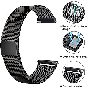 OTOPO Galaxy Watch 4/6 Classic Bands 47mm 46mm 43mm 42mm, Watch 6/5/4 Band 44mm 40mm,Watch 5 Pro Bands, 20mm Metal Mesh Stainless Steel Replacement Strap Bands for Men Women Black
