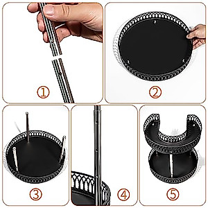 Detoypapa 2 Tiers Lazy Susan Organizer for Countertop - Spice Rack Organizer Height Adjustable Turntable Organizer - Cabinet in Kithen, Bathroom, Pantry Organizers and Storage - Black