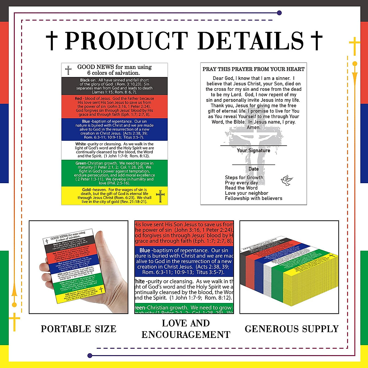 Zhanmai 400 Pcs Bulk Plan of Salvation Cards Gospel Tracts Pocket Holy Postcards Prayer Cards Christian Inspirational Bible Verses Wallet Planner Bookmark for Men Women Teens Ministering Tool