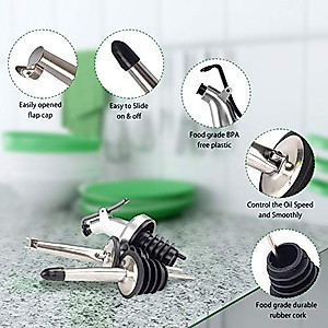 BAKHUK 4 Pack 17oz Glass Olive Oil Dispenser Bottles 500ml Clear Vinegar Cruet with Pourers and Funnel for Kitchen