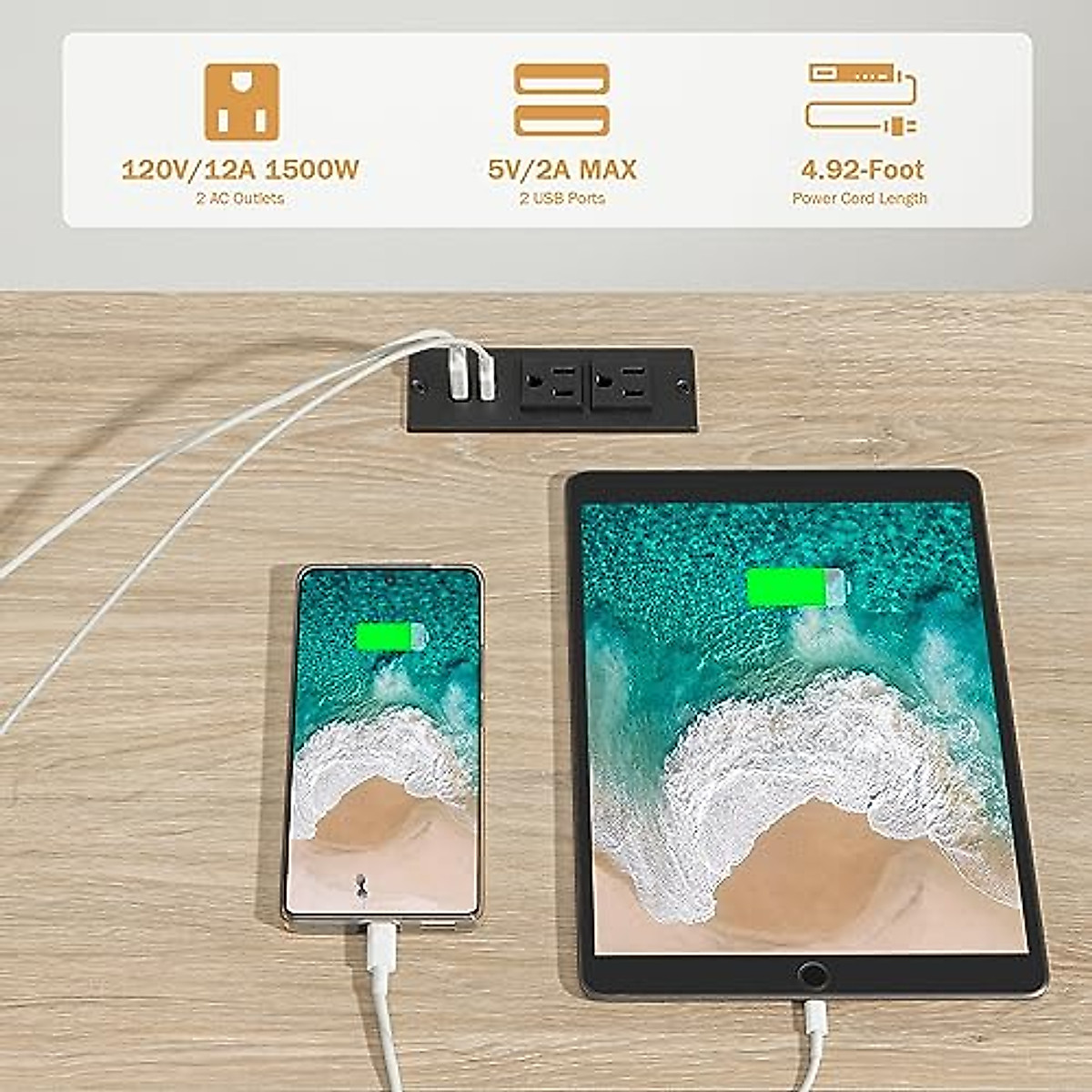 Bacyion Nightstands Set of 2 with Charging Station - Farmhouse Wood Night Stand with Drawer and Storage Shelf, Accent Bedside Table with USB Ports & Outlets, Boho End Table Side Table for Bedroom