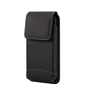 Universal Vertical Phone Holster Case with Belt Loop Carabiner Clip Carrying Pouch for Google Pixel 6 / Pixel 4 XL / Pixel 3a XL, Galaxy S21 Plus / S20 FE / S10 Plus / Note 20 / Note 10+ Plus, TCL 10L