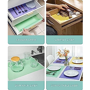 JULY HOME Refrigerator Shelf Liners, Fridge Organizers & Storage, Fridge Mats for Fruit and Vegetables, Washable Fridge & Drawers Liners, Protects Against Spills, Slip Resistant (6 Pack, 17.7"x11.4")