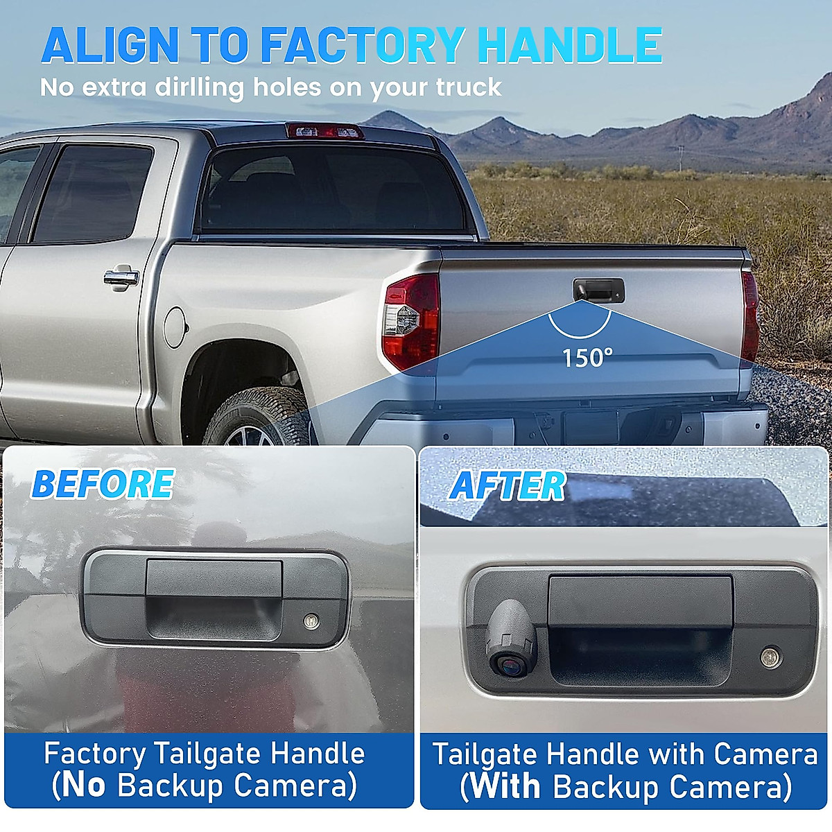 EWAY Tailgate Handle Backup Camera for Toyota Tundra 2007-2013 Reversing Camera Tailgate Liftgate Latch Handle with Rear View Camera Replacement Kit Replaces# 69090-0C051, 690900C051, 81214, TO1915119