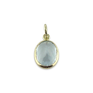 Aquamarine Charm 9x7 Oval Handmade In 14k Yellow Gold 1.50 Carats