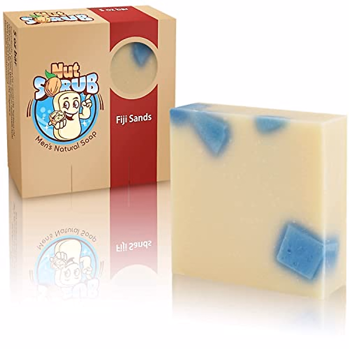 Nut Scrub Men's Deodorant Bar Soap - All Natural Soap Bar for Men, Mens Bar Soap for Face and Body - Handmade Bath Soap for All-Day Freshness, Long-Lasting Masculine Scent - Pack of 1, Fiji Sands