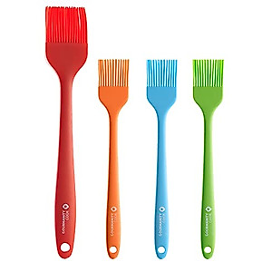 Gourmanity Cook Silicone Basting Brush Set of 4 | Silicone Pastry Brush for Grilling, Cooking and Baking | Flexible Food Brushes | BBQ Brushes for Sauces & Marinades | Pack of 4 Multicolored