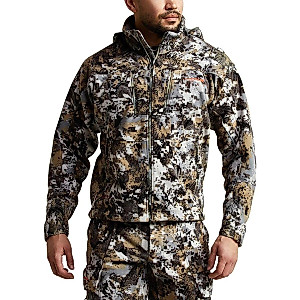 SITKA Men's Standard Stratus Windstopper Water Repellent Ultra-Quiet Fleece Hunting Jacket with Removable Hood, Elevated II, X-Large
