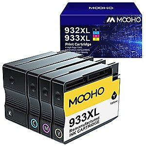 MOOHO Compatible Ink Cartridge Replacement for 932XL 933XL 932 933 XL Combo Pack for OfficeJet 6600 6700 6100 7110 7612 7510 7610 7620 Printer (Black, Cyan, Yellow, Magenta, 4 Pack)