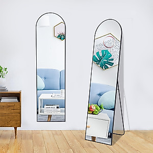 NEWBULIG 59"x16" Full Length Floor Mirror,Wall Mounted Mirror Hanging or Leaning, Arched Floor Mirror for Living Room Cloakroom,Black-Arched