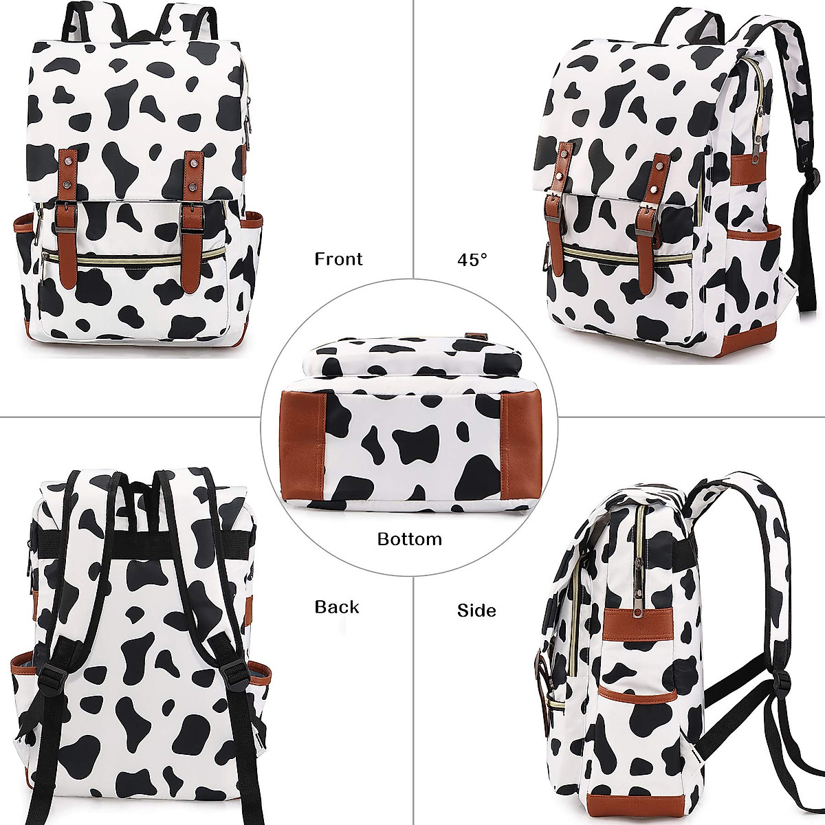 Vintage Laptop Backpack, Xinveen Cute Cow Spot College School Backpack Travel Daypack Casual Business Rucksack