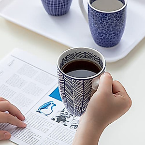 vancasso Porcelain Coffee Mug Set, Takaki 300 ml/10.6 Ounce Coffee Tea Cup Set of 4, for Cappuccino/Latte/Tea, Blue