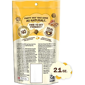 Aurora Pet Variety Pack (5) Friskies Party Mix Natural YUMS Cat Treats (Salmon, Tuna, Chicken, Shrimp, Catnip) 2.1-oz Each with AuroraPet Wipes