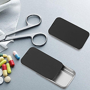 iplusmile Mini Slide Top Tin 2pcs Metal Rectangular Sliding Lid Boxes Containers Push-pull Case Coin Candy Storage Holder for Wedding Jewelry Lip Balm Cosmetic Organizer