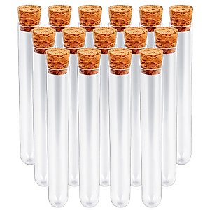 Plastic Test Tubes with Lids, 15x100mm (15ml) Clear Vials with Seal Cap Container Transparent Test Tubes with Cork Stoppers for Jewelry Seed Beads Powder Spice Liquid Storage (15 PCS)